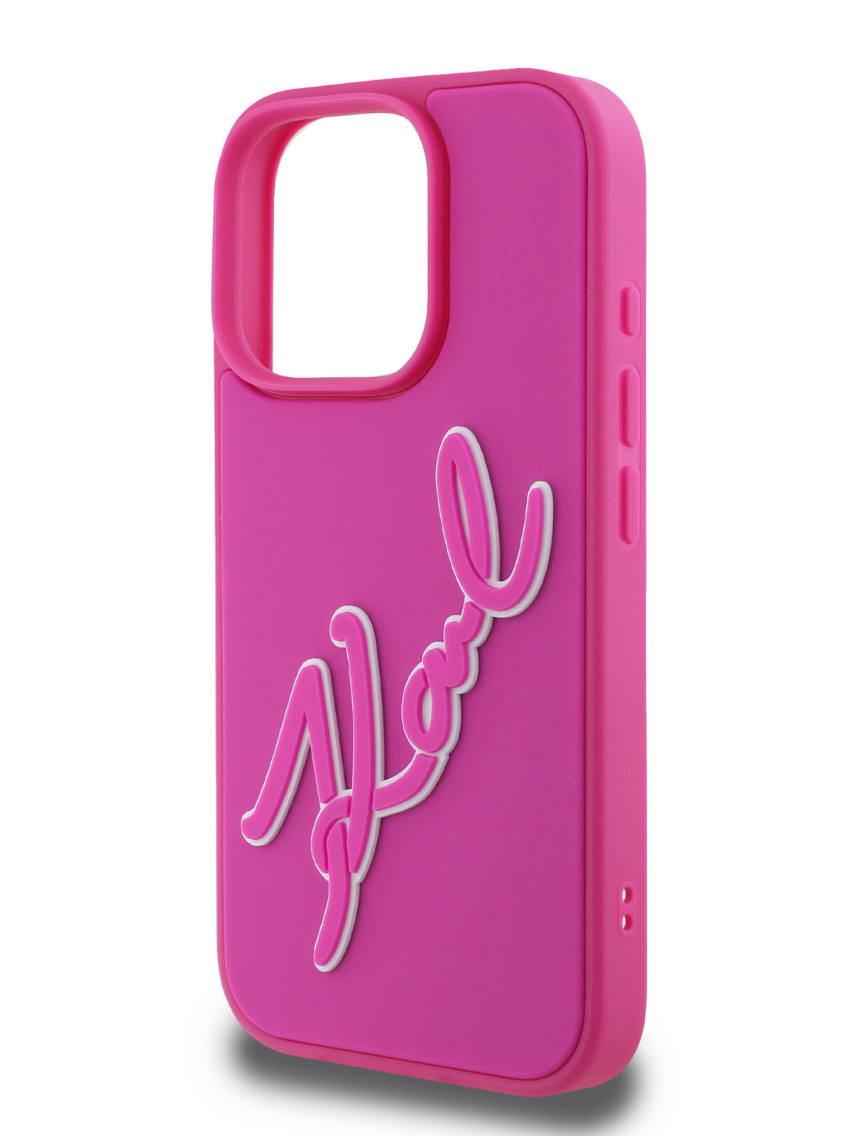Lagerfeld для iPhone 16 Pro чехол 3D Rubber Bicolor Signature Hard Fuchsia