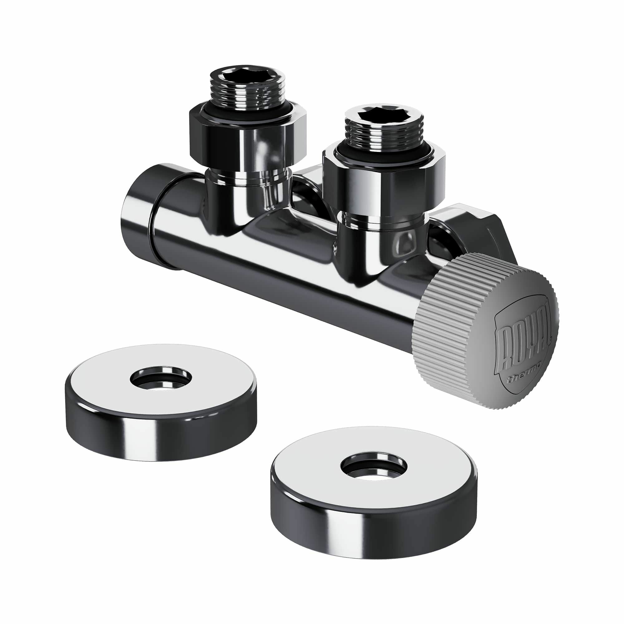 Узел нижнего подключения термостатический угловой Royal Thermo Design Pro 15мм М30х1,5 (Хром)