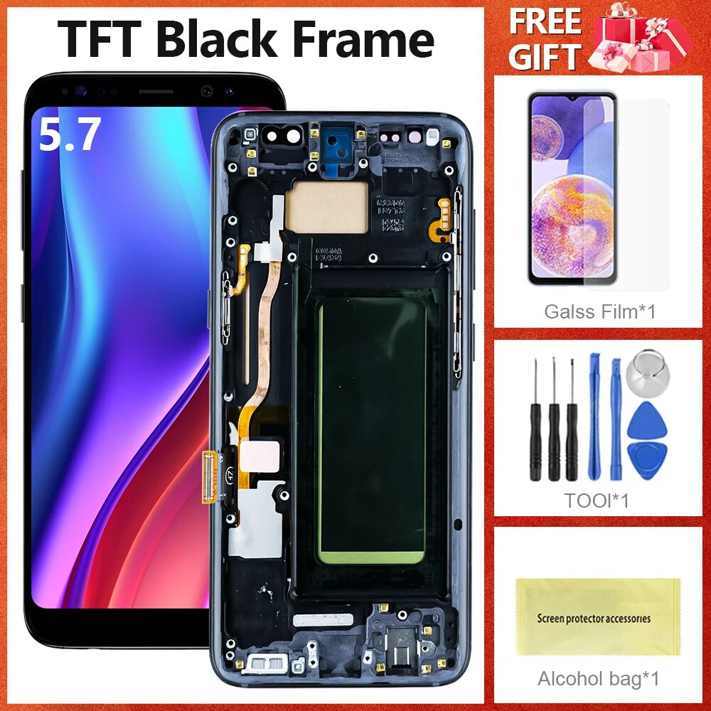 TFT-экран для Samsung Galaxy S8 ЖК-дисплей с рамкой G950F G950U, запасные части для Black Frame