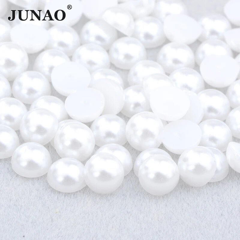 Искусственный жемчуг JUNAO 2-14 мм золотой цвет Белый, 2mm 1000pcs, White