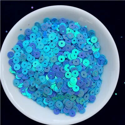 Плоские круглые ПВХ пайетки isequins 3 мм 4 мм 5 мм 6 Бирюзовый, Mix Size 1200pcs 10g, AB Light Blue