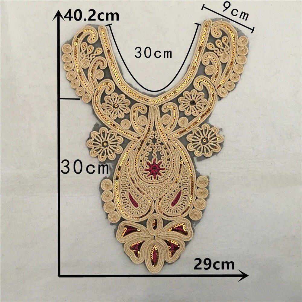 Золотой вышитый воротник, style 2047, 1pcs