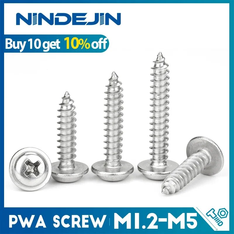 Саморезы NINDEJIN M2 6mm, 100шт, углеродистая сталь