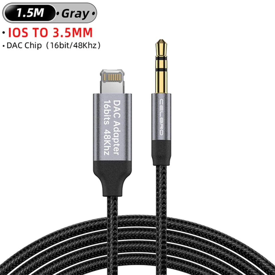 Aux аудиокабель для Iphone 14 Pro 13 8-контактный разъем на 3 5 мм, адаптер для Iphone 12 11 1.5m