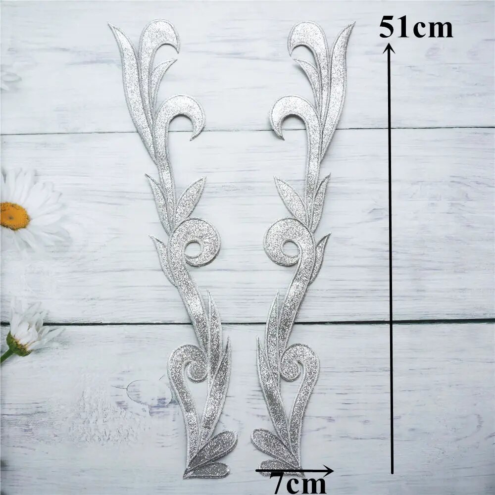 Серебристые аппликации COOLAIKE, 2 шт, Style 1