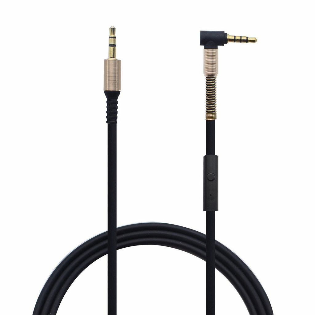 3.5мм угловой аудиокабель с микрофоном - черный