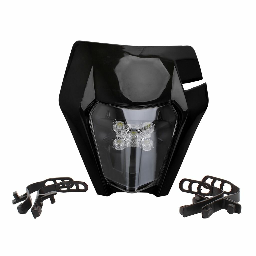 Фары мотоцикла, Передняя фара для мотоцикла внедорожника, LED дневные ходовые огни, 5 источников света - черная