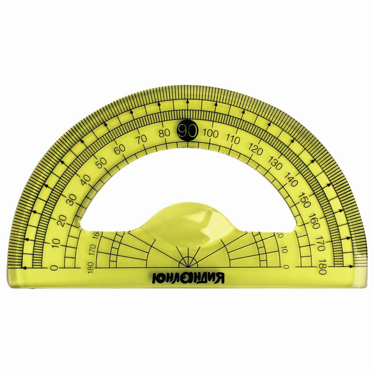 Набор чертежный малый Юнландия Start 3D (треугольники 2шт, линейка 15см, транспортир) прозрачный желтый (210741)