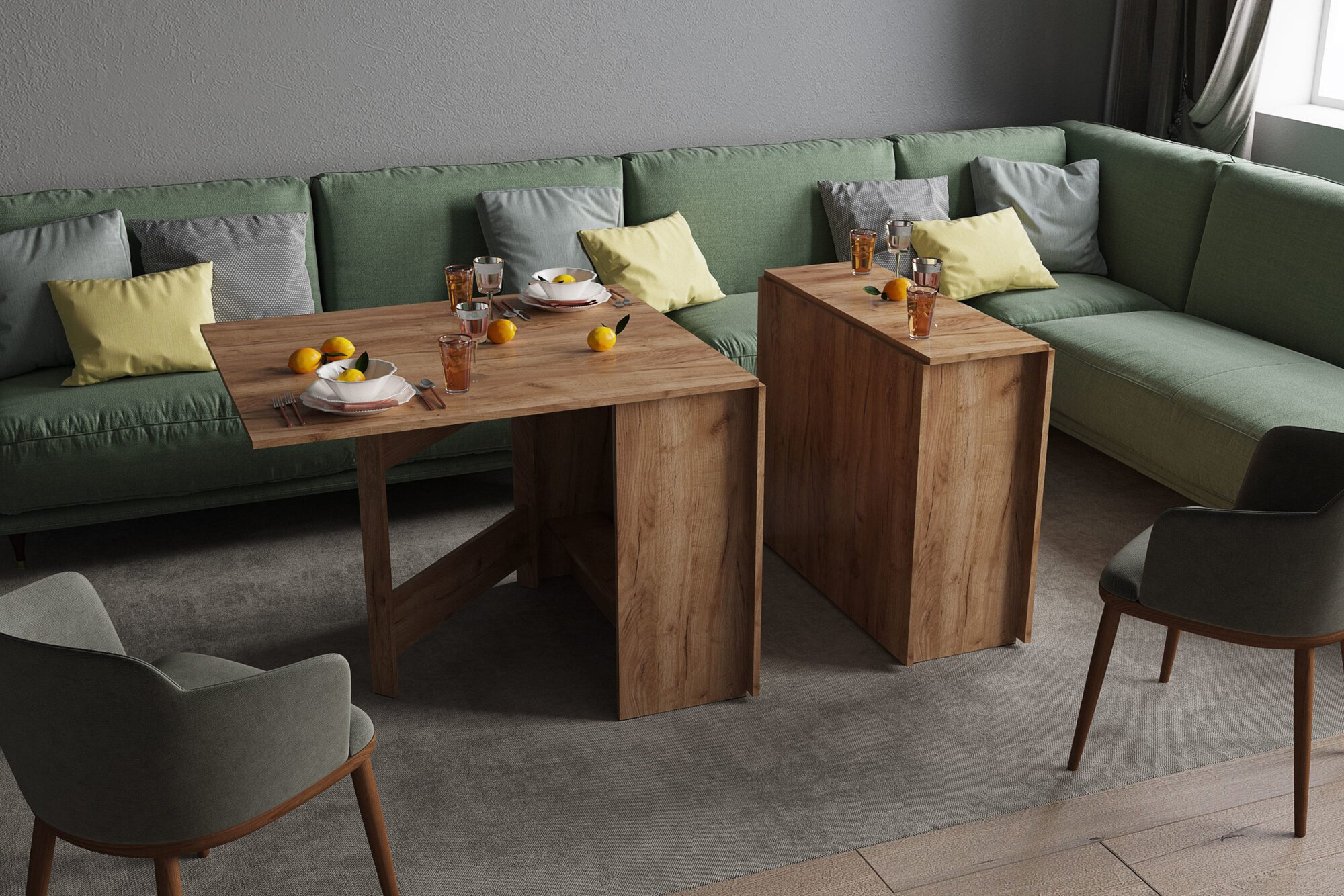 Стол-книжка 850х1740 (850*750*430) цвет Дуб крафт табачный фабрика тэкс