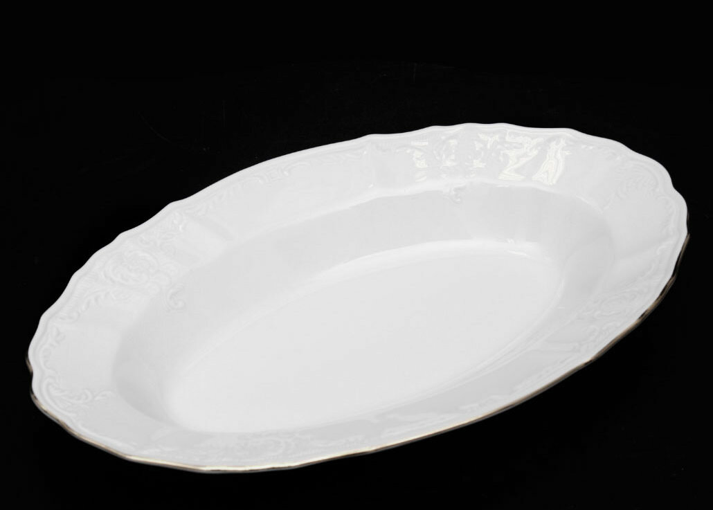 Блюдо овальное "Bernadotte" платиновый узор, отводка платина 24 см, 1 шт. Чехия