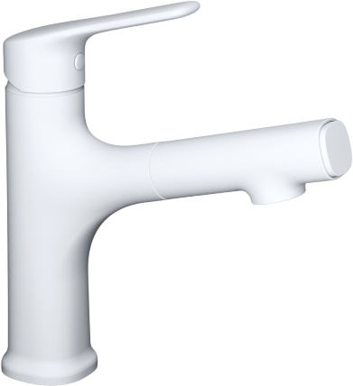 Смеситель для раковины Wonzon & Woghand WW-AE4151-MW с выдвижным изливом, белый матовый