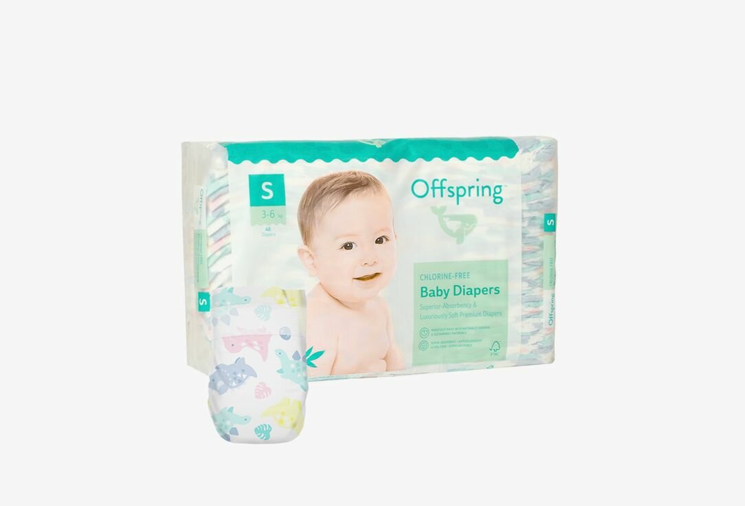 Подгузники OFFSPRING 3-7 кг, динозавры