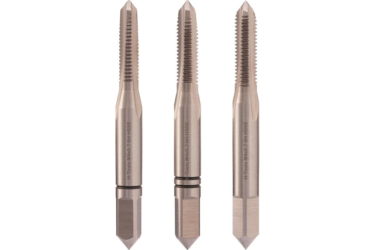 H-Tools Набор метчиков из 3-х шт для резьбы M4 шаг 0.7 мм DIN352 HSSE 230040EHT