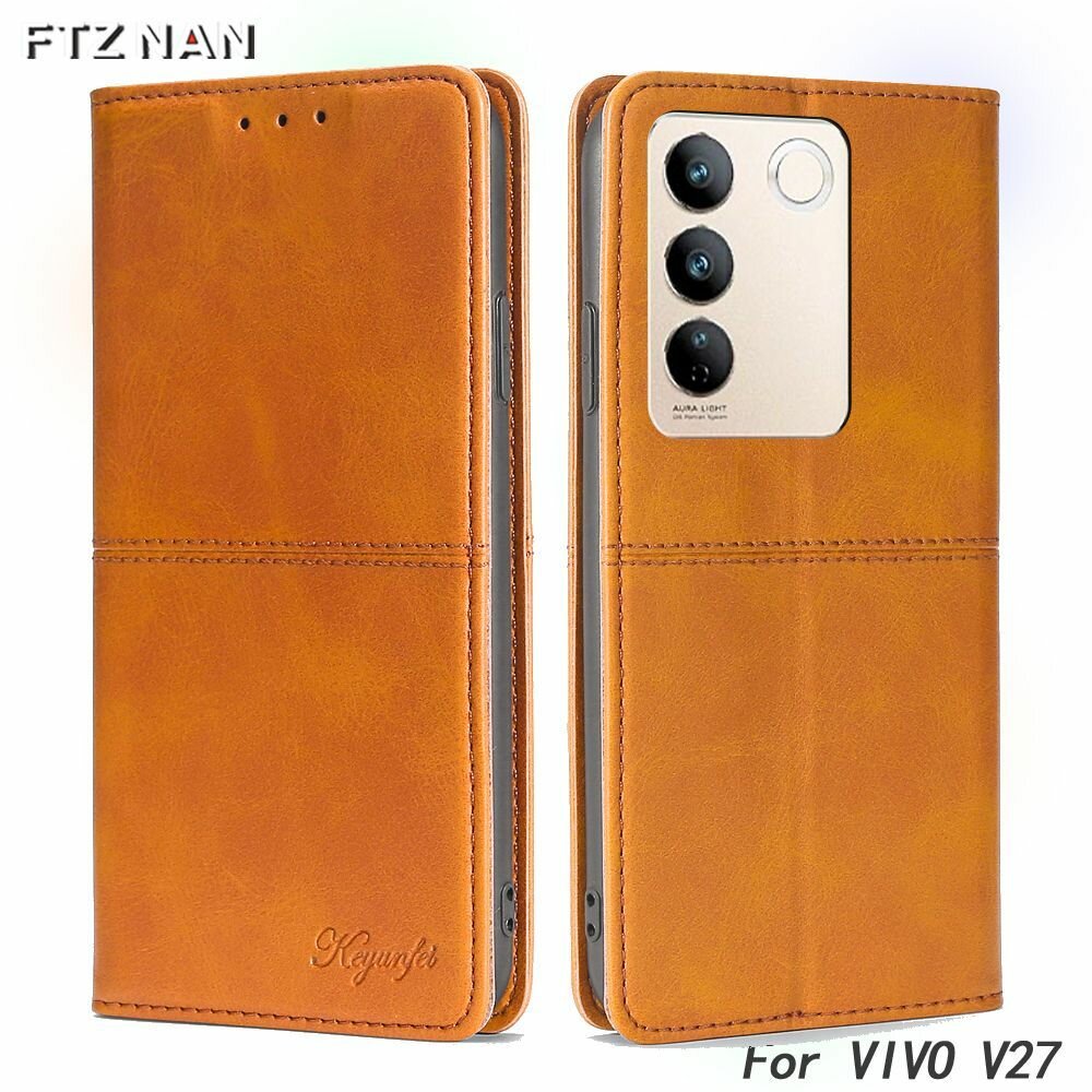Чехол-книжка MyPads для Vivo V27/ V27 Pro, противоударный с магнитом, желтый