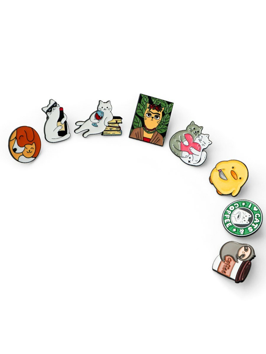 Значок пин 2 шт. "Ленивый кофе", металл с эмалью, 29x25 мм