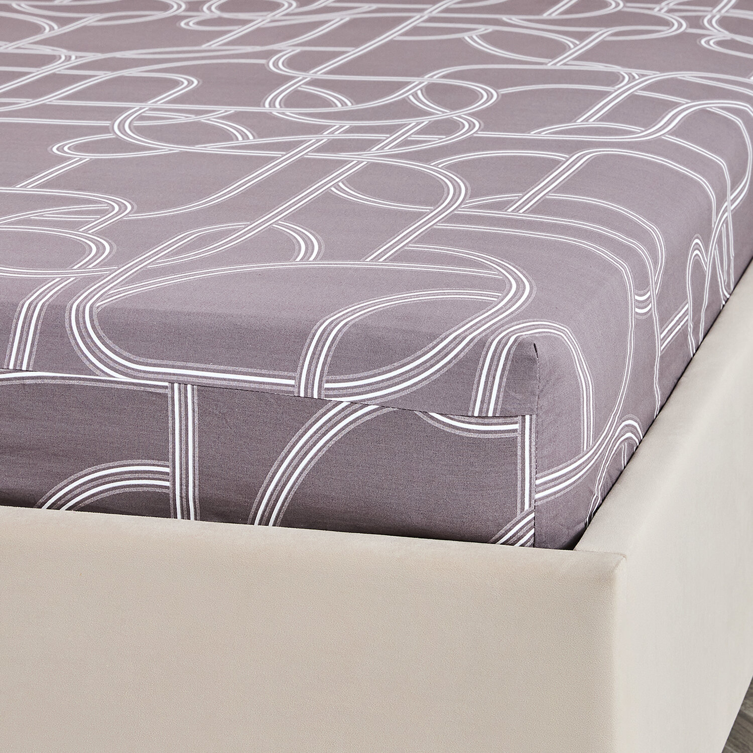 Простыня на резинке 2 спальная 160х200 см Cozy Home, перкаль, Alleanza, коричневая