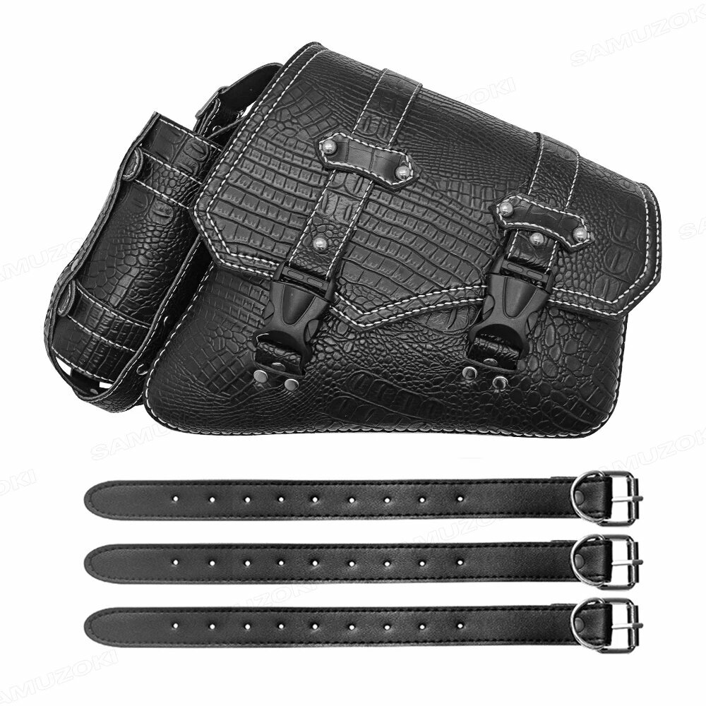 Универсальный мотоциклетный Роскошный Черный крокодиловый узор пластиковая пряжка сумка для A