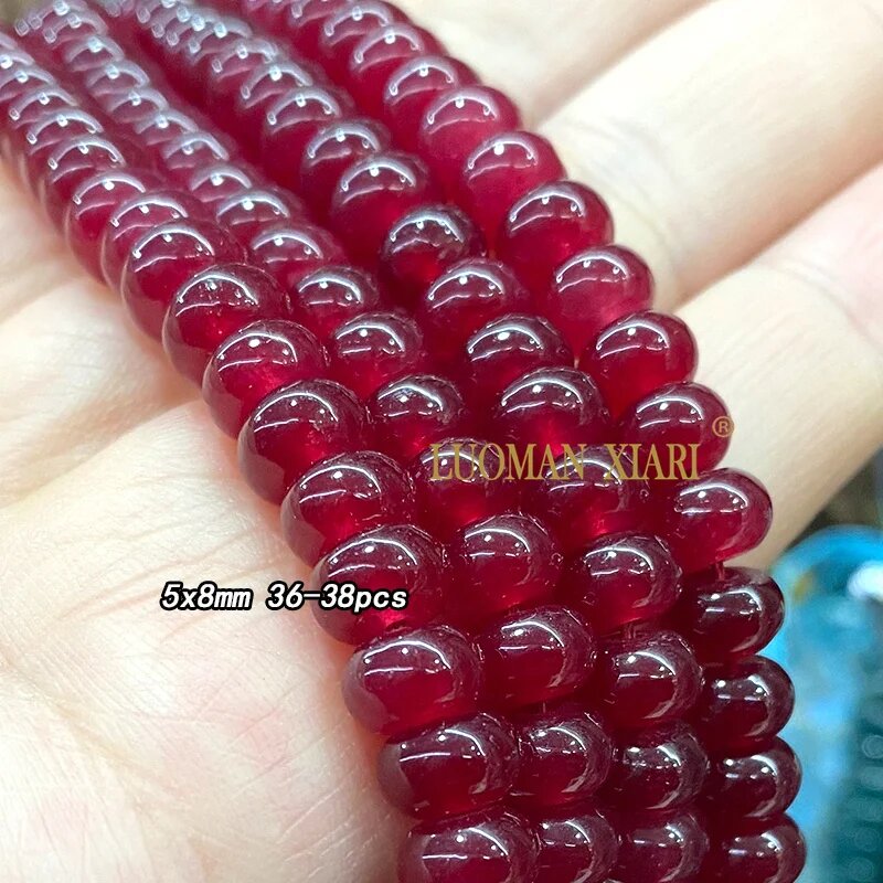 Натуральные бусины из халцедона и рубина LUOMAN XIARI 5x8mm abacus 7.5in