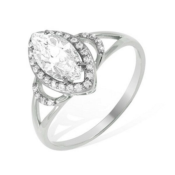 Кольцо, серебро, 925 проба, родирование, фианит