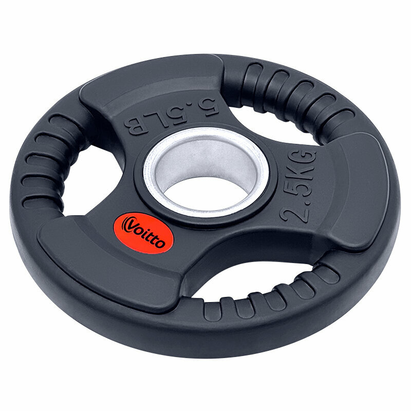 Диск обрезиненный с 3-мя хватами Voitto V-302 2,5 кг, черный (d51)