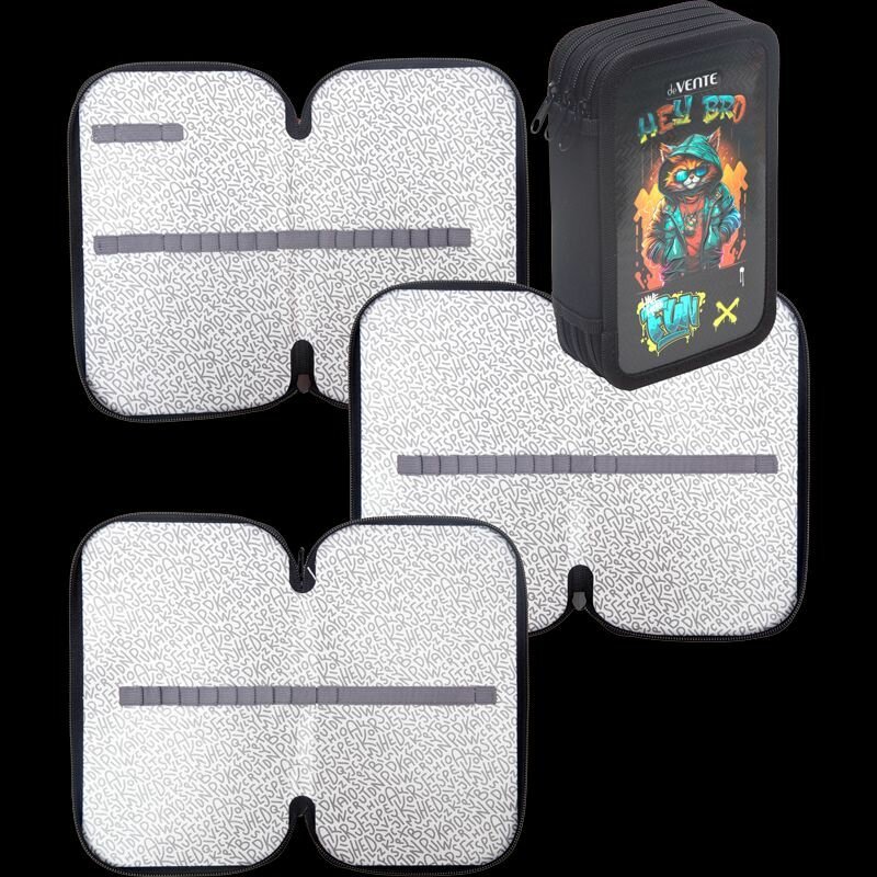 Пенал deVENTE 3 отделения 205х120х40 мм, молния, картон с конгревным тиснением Hey Bro, на 50 предметов