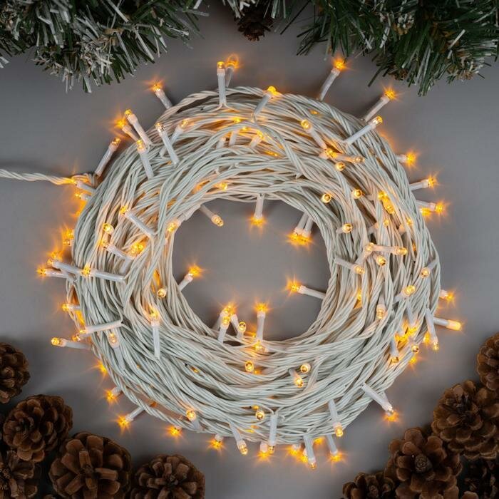 Гирлянда Luazon Lighting Нить, 20 м, 200 LED, свечение желтое, 8 режимов, 220 V (MT. ECO. IP20.220.04.01.3.06)