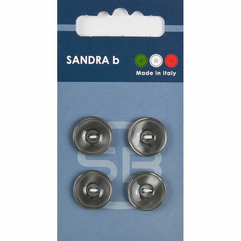 Пуговицы Sandra b Серые, 2 отверстия, 15 мм, 4 шт