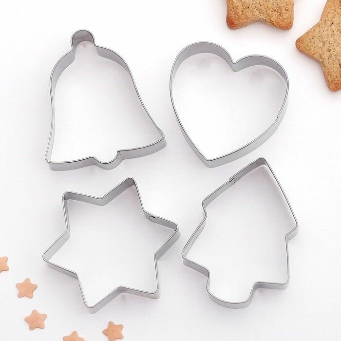 Формы для печенья Доляна "Рождество", для вырезания, 4 шт