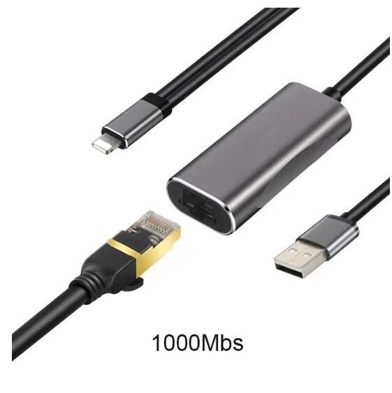 Проводной сетевой адаптер Lightning/RJ45, 1000 Мбит/с 1000M