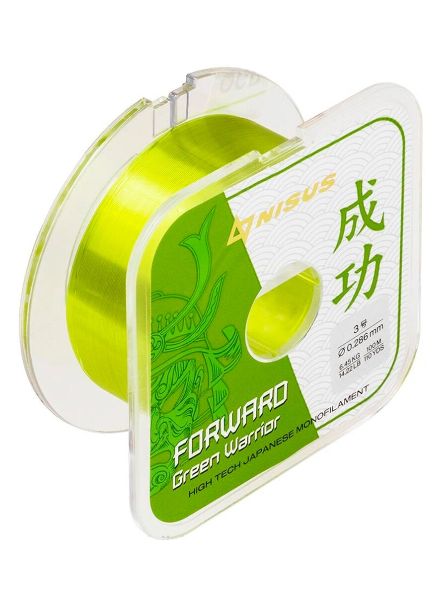 Леска для рыбалки Nisus FORWARD Green Warrior Nylon 0,286mm/100m (N-FGW-0286-100)