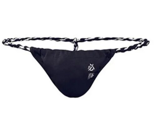 Мужские бесшовные стринги "Победитель" из хлопка Черный, М, черный