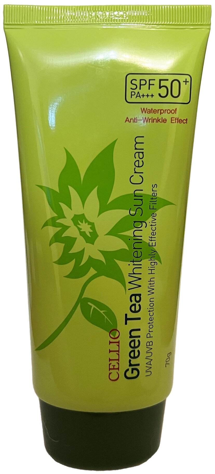 Солнцезащитный крем с экстрактом зеленого чая Cellio Green Tea Whitening Sun Cream SFP50+ PA+++, 70 г