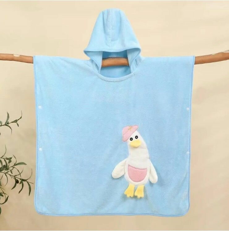 Накидка детская с капюшоном, пончо, уголок, конверт детский для душа Утенок