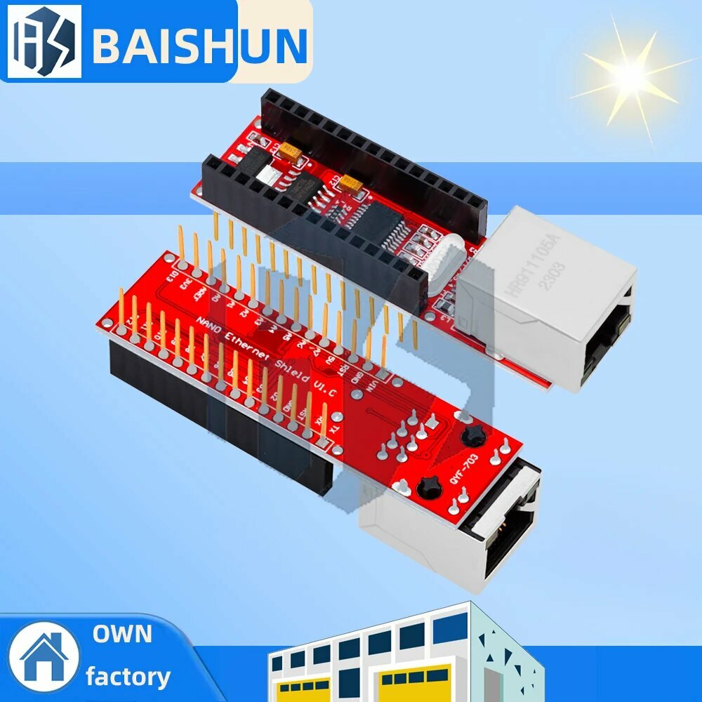 Экран Nano V3 Ethernet (ENC28J60 + HR 911105 А) Веб-сервер с микрочипом, встроенные системы с поддержкой веб-сервера для Arduino