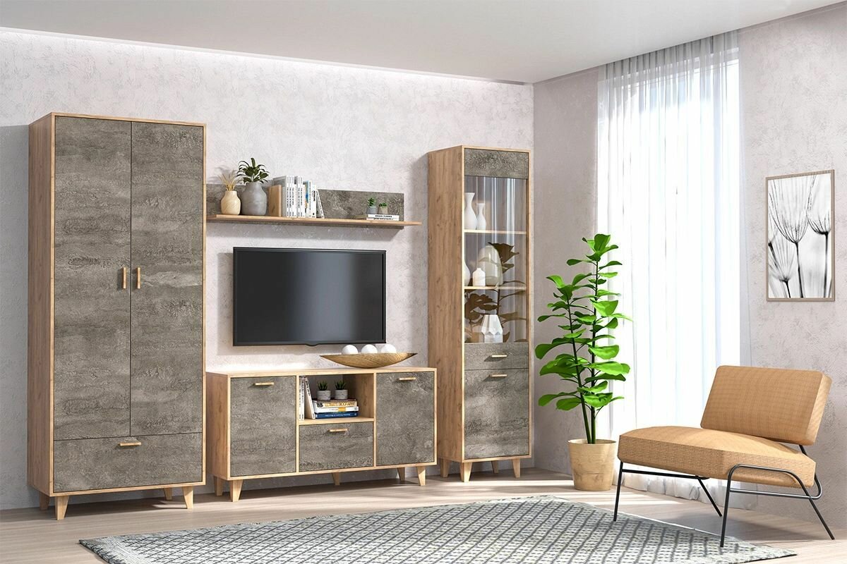 Гостиная МС ЭГО набор 3, ширина 260 см, комплект мебели, консоль под тв, шкаф