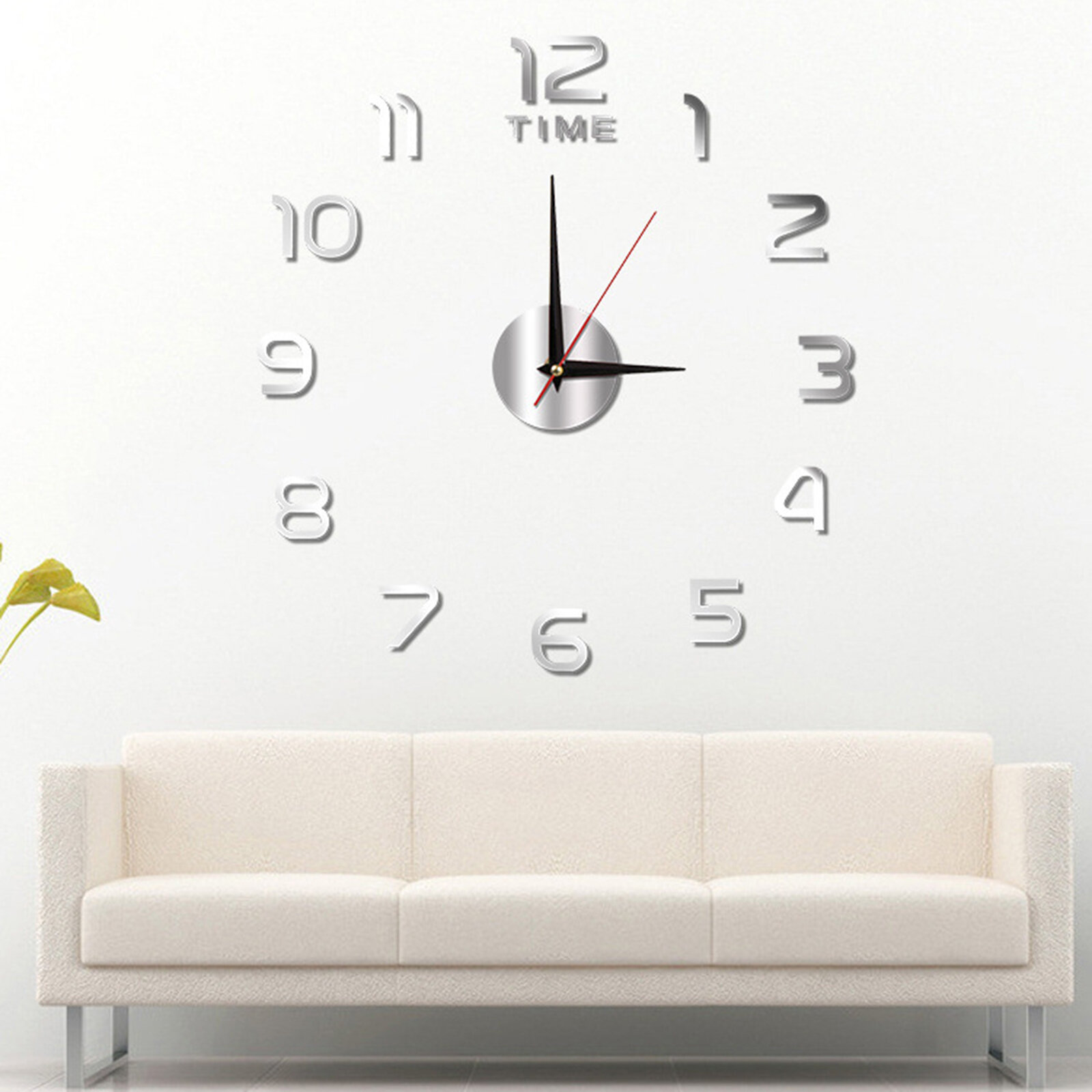 Nordic Simple Sofa Wall Luminous Mute Clock DIY Wall Clock Acrylic Digital Decorative Wall Sticker Clock Wholesale Silver 40cm Материал Акрил Пакет Размер 150*100*40мм В комплект входят 1 Набор настенных часов