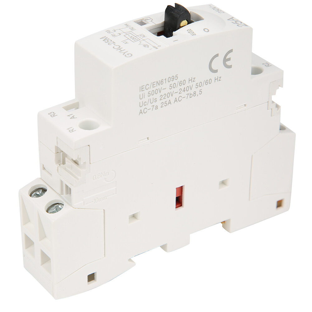 2P, 25A, 220 В, 50 Гц, бытовой контактор переменного тока на DIN-рейку с ручным переключателем управления2NC