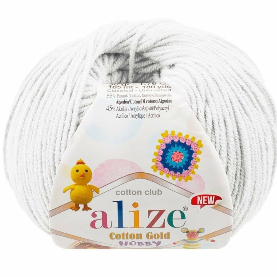 Пряжа Alize COTTON GOLD HOBBY 55 белый (5 мотков)
