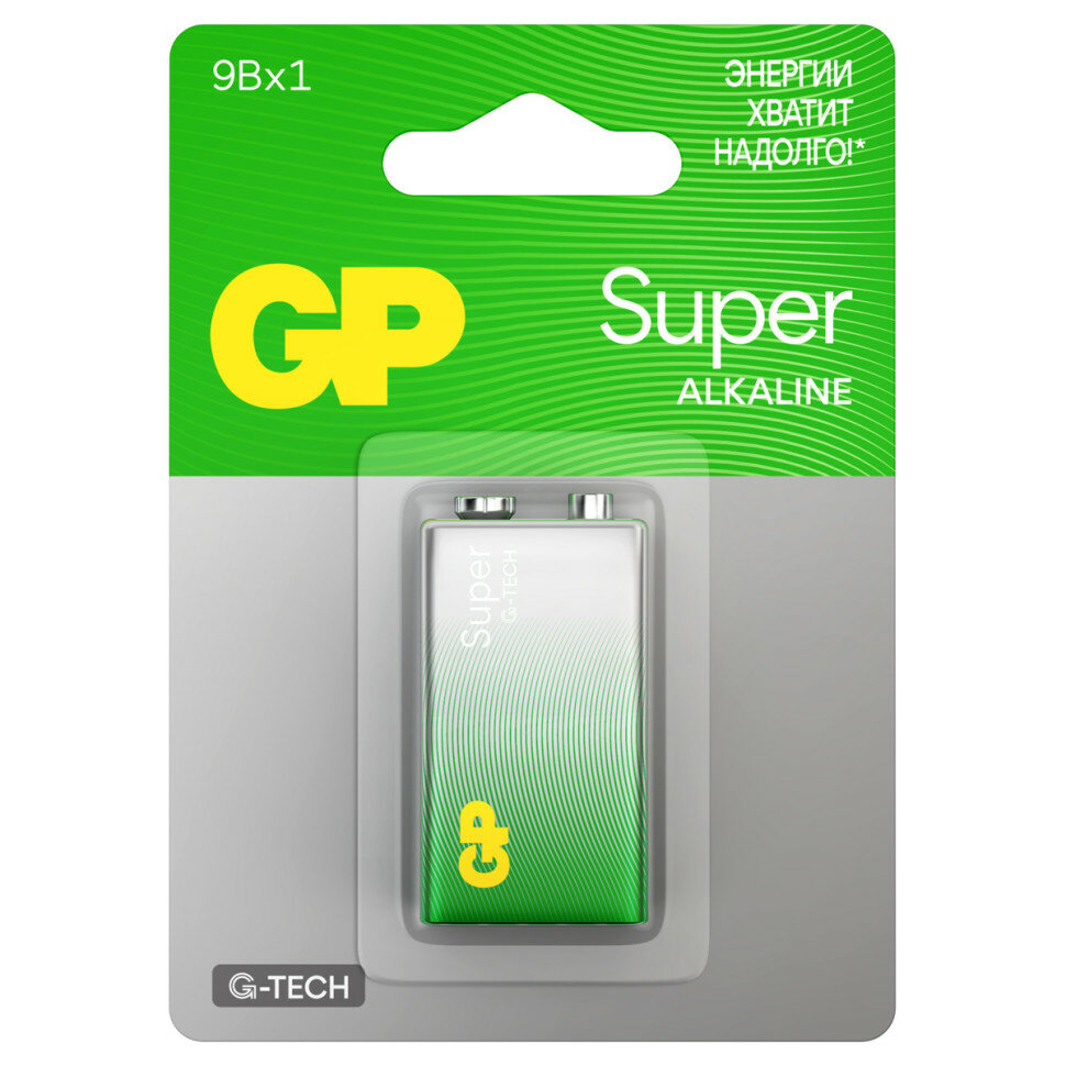 Батарейка GP Super G-Tech MN1604 (6LR61) Крона, алкалиновая, BC1, 374895
