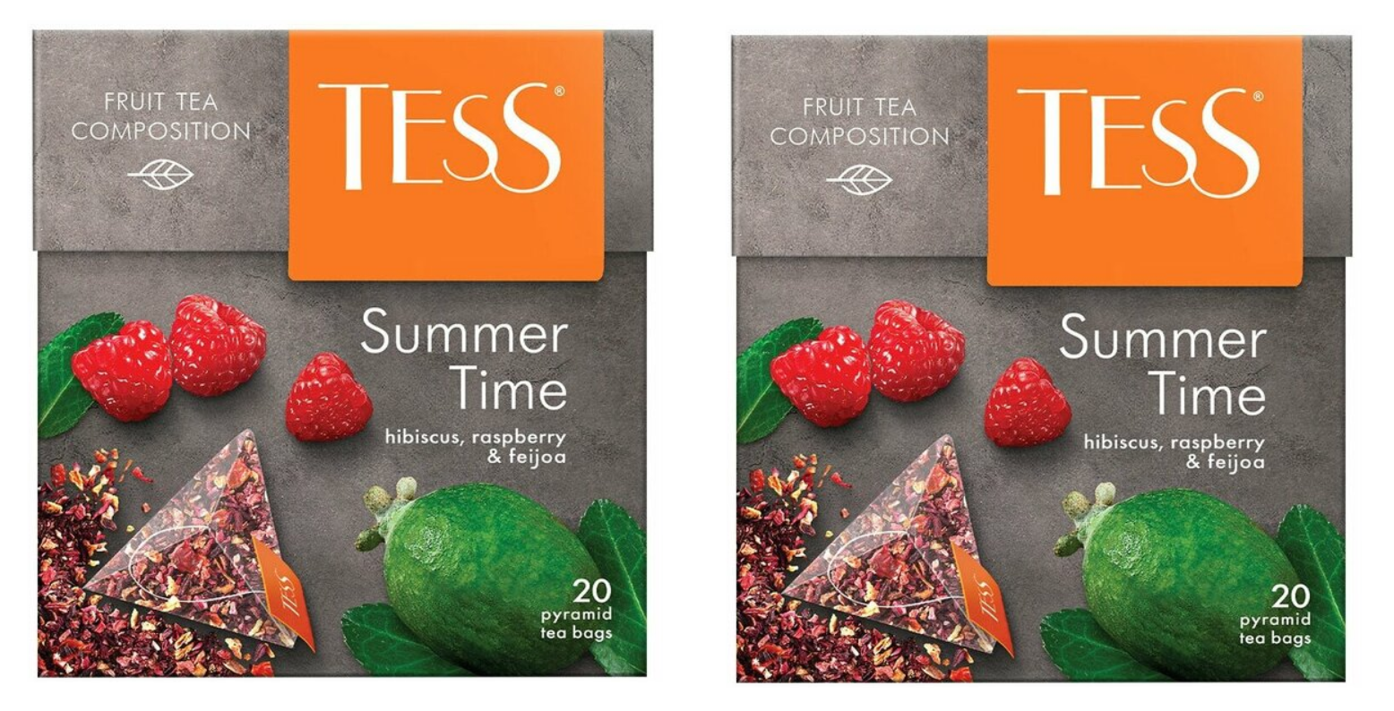 Tess Чай травяной Summer Time с ароматом малины и фейхоа, 20 пак, 2 уп
