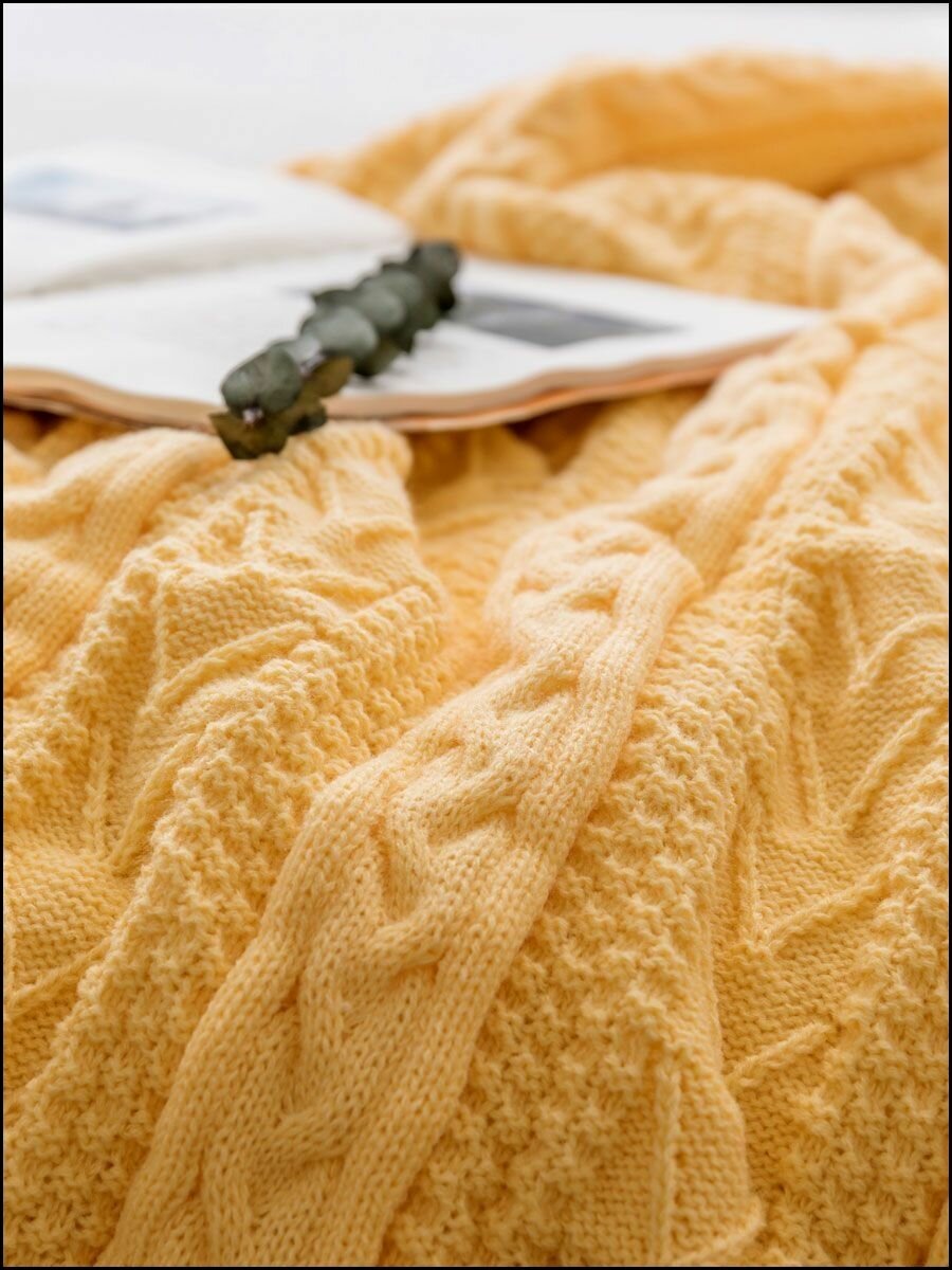 Эксклюзивное вязаное одеяло 130 на 160 см двустороннее