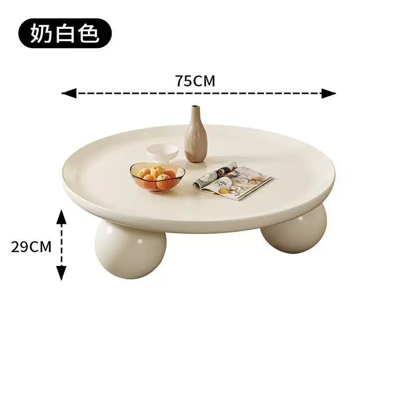 Круглый чайный столик с кремовой отделкой, креативный кофейный столик 75*75*29 см