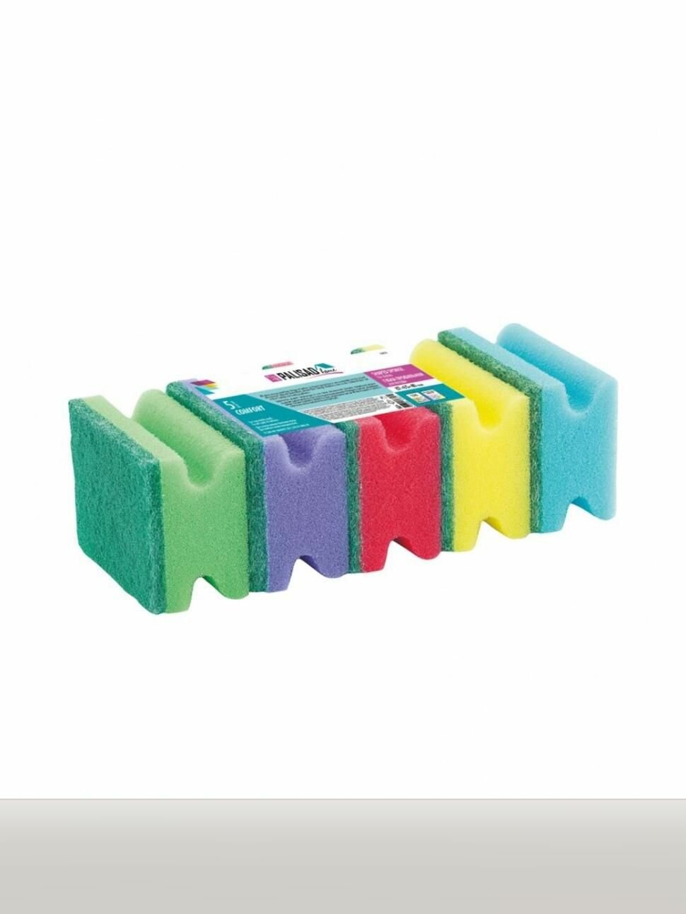 Губки для посуды профильные Comfort, 87 x 65 x 40 мм, 5 шт, Home Palisad 923575