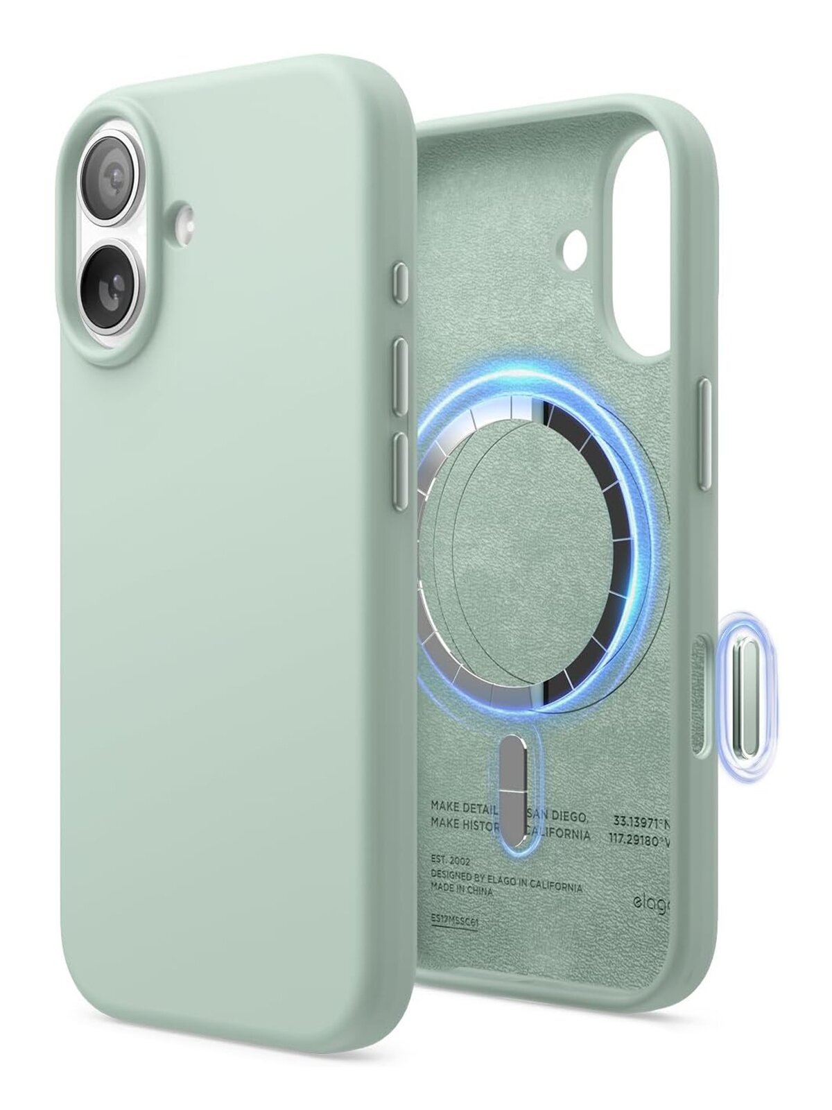 Elago силиконовый чехол для iPhone 17, Magnetic Silicone Mint (MagSafe)