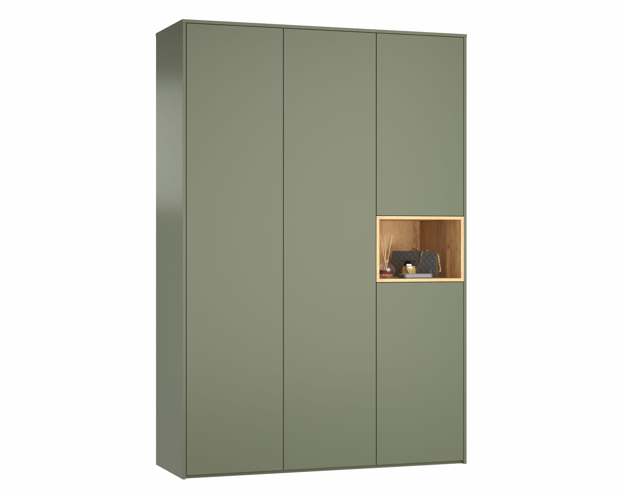 Шкаф распашной для одежды "Рокки 2" 150х220х52 Зеленый дымчатый / Дуб крафт золотой