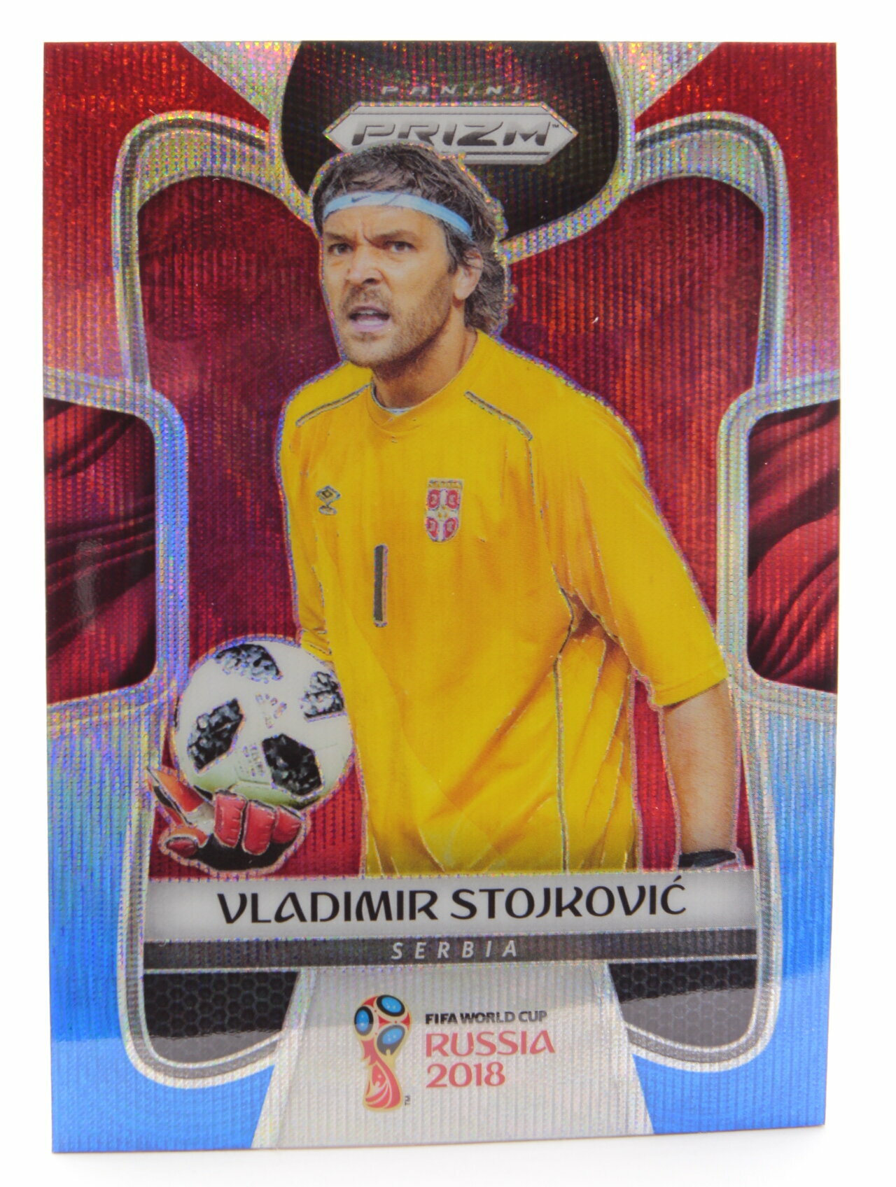 Коллекционная карточка Panini Prizm FIFA World Cup Russia 2018: #184 Vladimir Stojkovic - Red Blue Wave