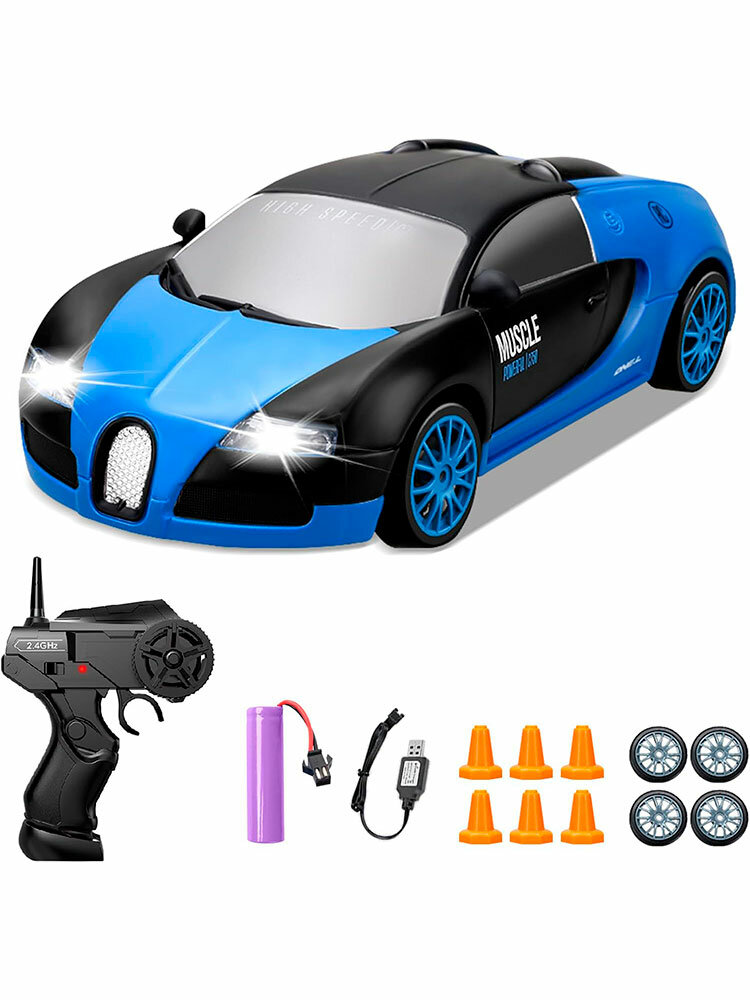 Радиоуправляемая машина для дрифта Bugatti Veyron (19 см, 15 км/ч, сменные колеса, фишки) - SC24A04