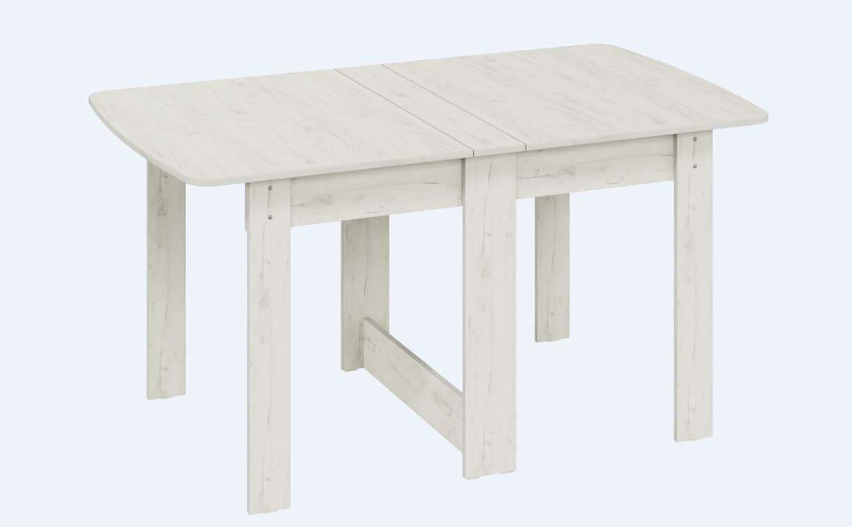 Стол раскладной, BUDUNOV GROUP, Рейн тип 2 стол книжка, Дуб Крафт Белый, 156х87х76 см.