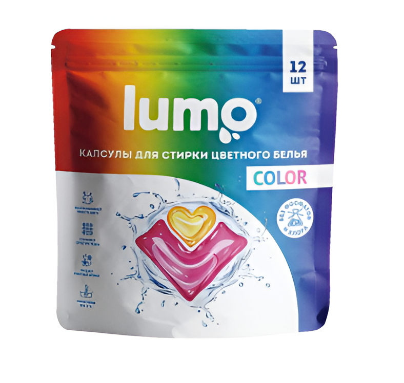 Гель для стирки LUMO, в водорастворимых капсулах, для цветных тканей, 180 г