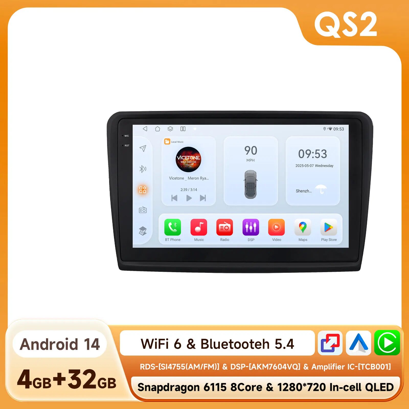 Android 14 Авто Радио для Skoda Superb 2 2008-2015 Автомобильный мультимедийный видеоплеер Carplay Экран GPS Navi BT 4G SWC 2DIN Стерео QS2(8core 4G32G)